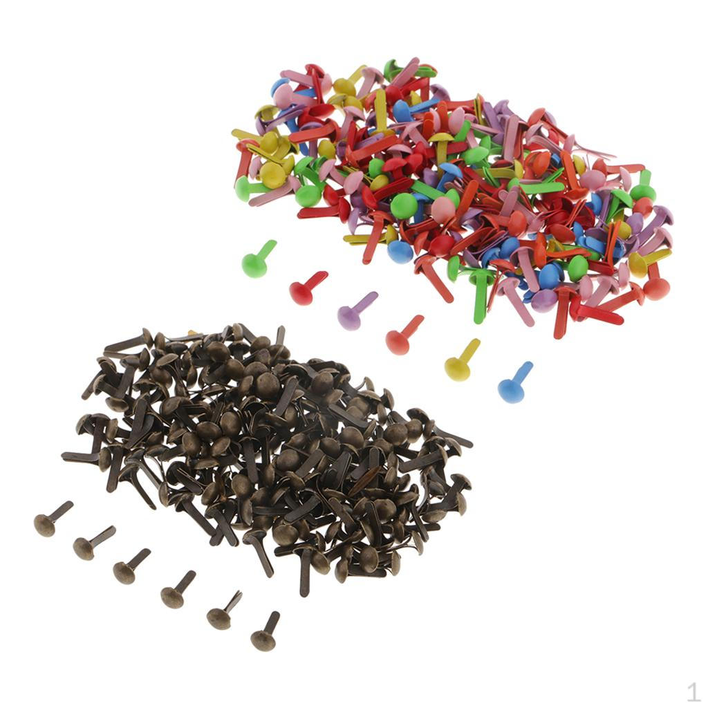 400 Pieces Mini Metal Round Head Brads Paper Craft Scrapbook Fasteners ...