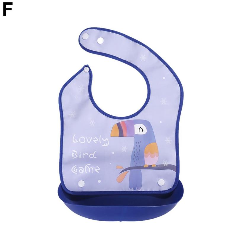 Cartoon Print Baby Bibs Boys Girls Bib Silicone Waterproof Eat Dinner ...