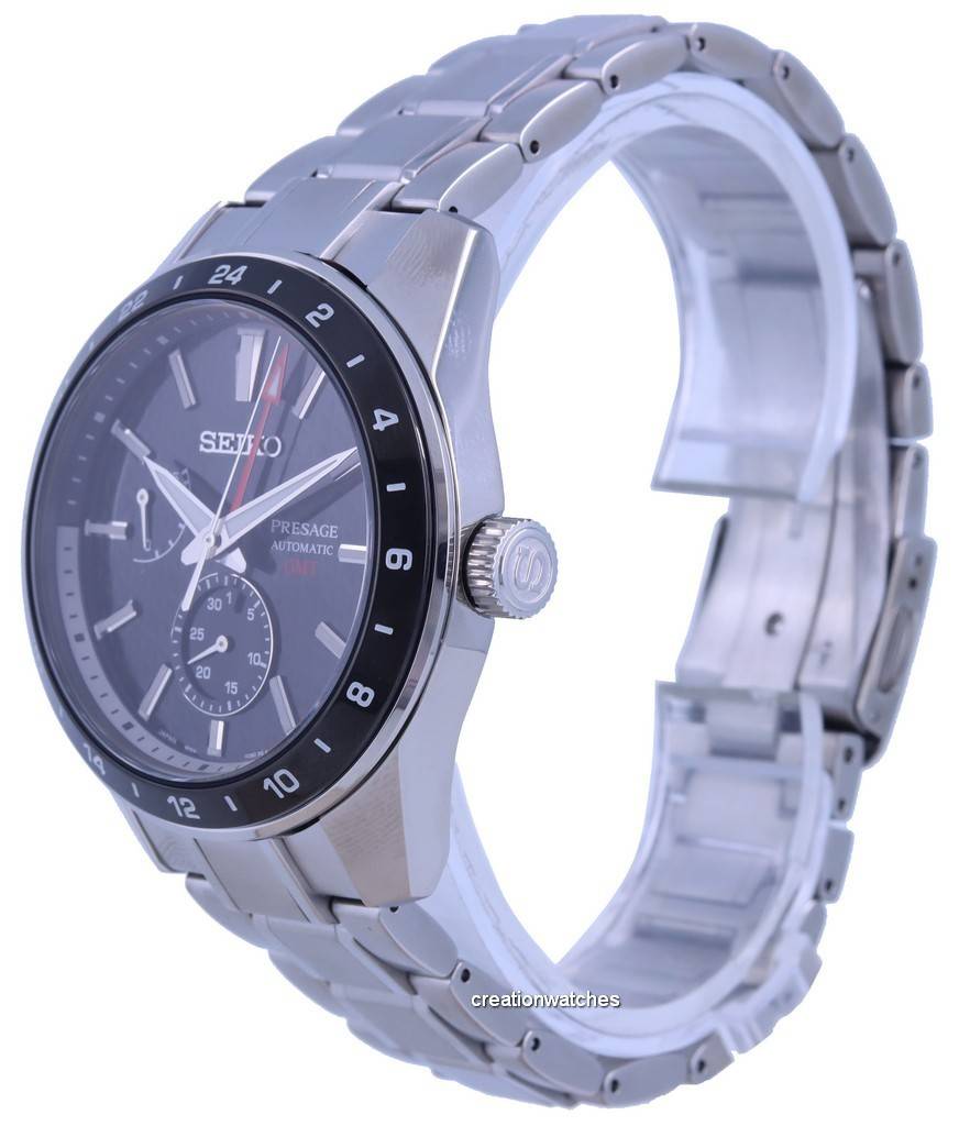 Seiko Presage Sharp Edged GMT Автоматический черный циферблат SPB221 ...