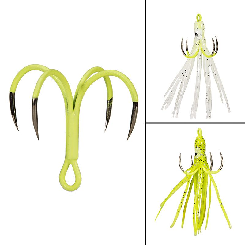 Buy 5Pcs Luminous Quadruple Fishing Hooks 16# 18# Glow Night Squid ...