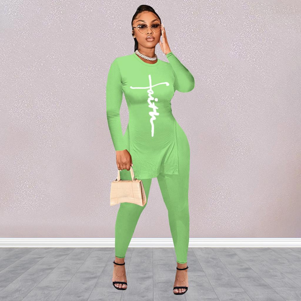 Cheap Women's 2 Piece Outfit Sets Letters Print Casual Long Sleeve T ...