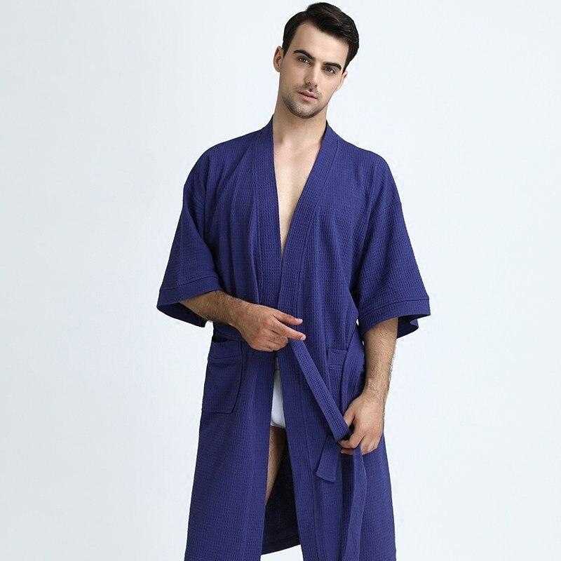 Buy Men Cotton Suck Sweat Towel Bathrobe Mens Plus Size Sexy Waffle Kimono Bath Robe Hotel Male ...