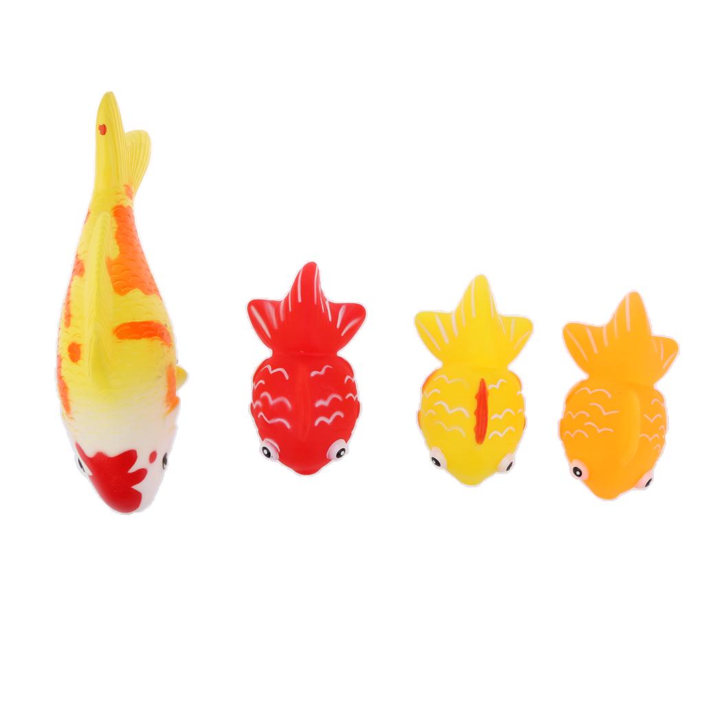 Buy 4pcs Float Rubber Goldfish Bathtime Squeaky Bath Toy Water Play ...