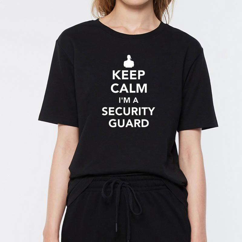 Buy Keep Calm Im A Security Guard Print Women Black TShirt Size S-4XL ...