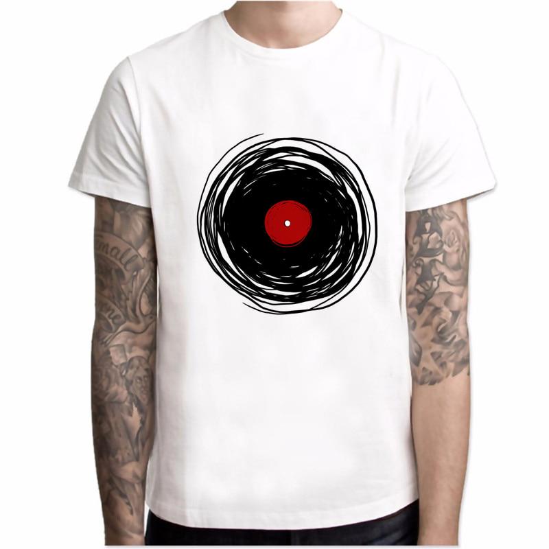 Buy T Shirt Men Summer Fashion Retro Vinyl Record Printed T Shirt Short ...