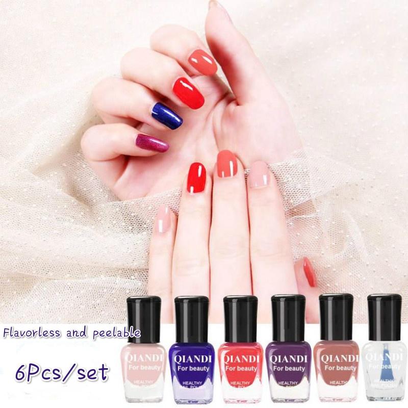 Buy 6 Pcs/ Set of Water-based Nail Polish Set Cosmetics for Women at ...