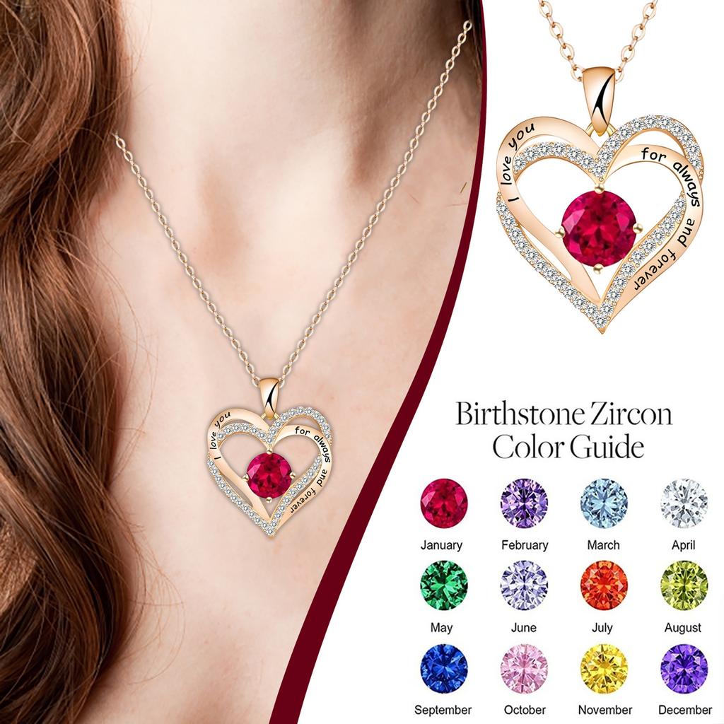 Buy Multicolor Birthstone Necklaces Heart-Shape Necklace Birthday Gift ...