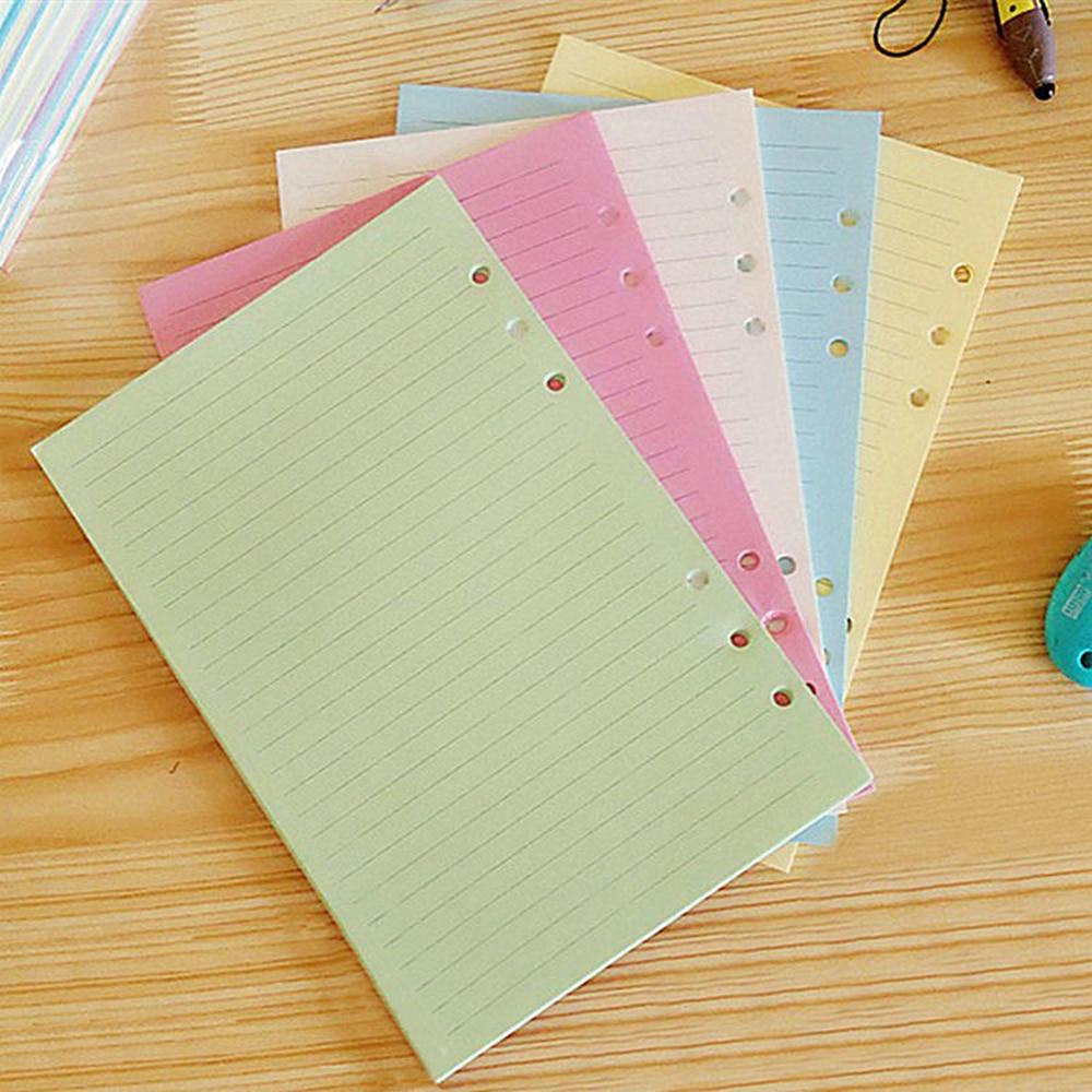 Buy Colorful A5/A6 Loose Leaf Notebook Inner Pages 6 Holes Blank Line ...