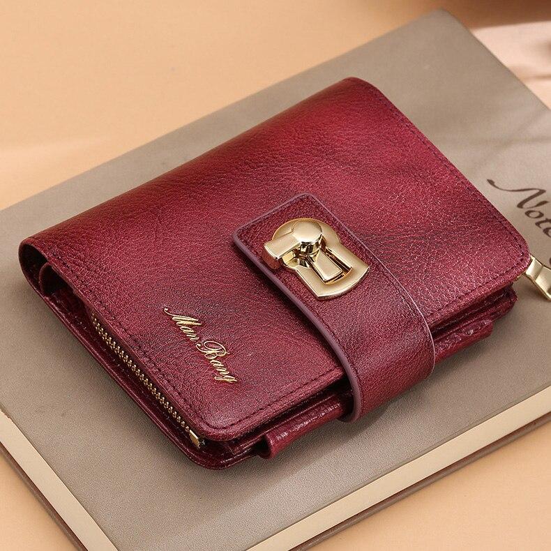 Buy New Genuine Leather Rfid Wallets for Women Vintage Thin Short Multi ...