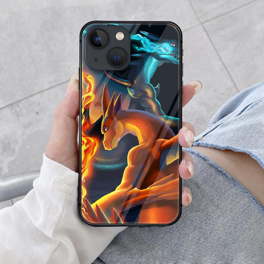 Buy Charizard Tempered Glass Phone Case Cover For IPhone 6 7 8 11 12 13 ...