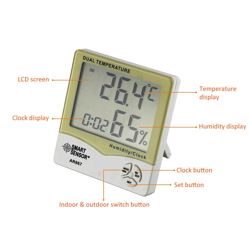 Buy Smart Sensor AR867 LCD Digital Hygrometer Thermometer Dual Humidity ...