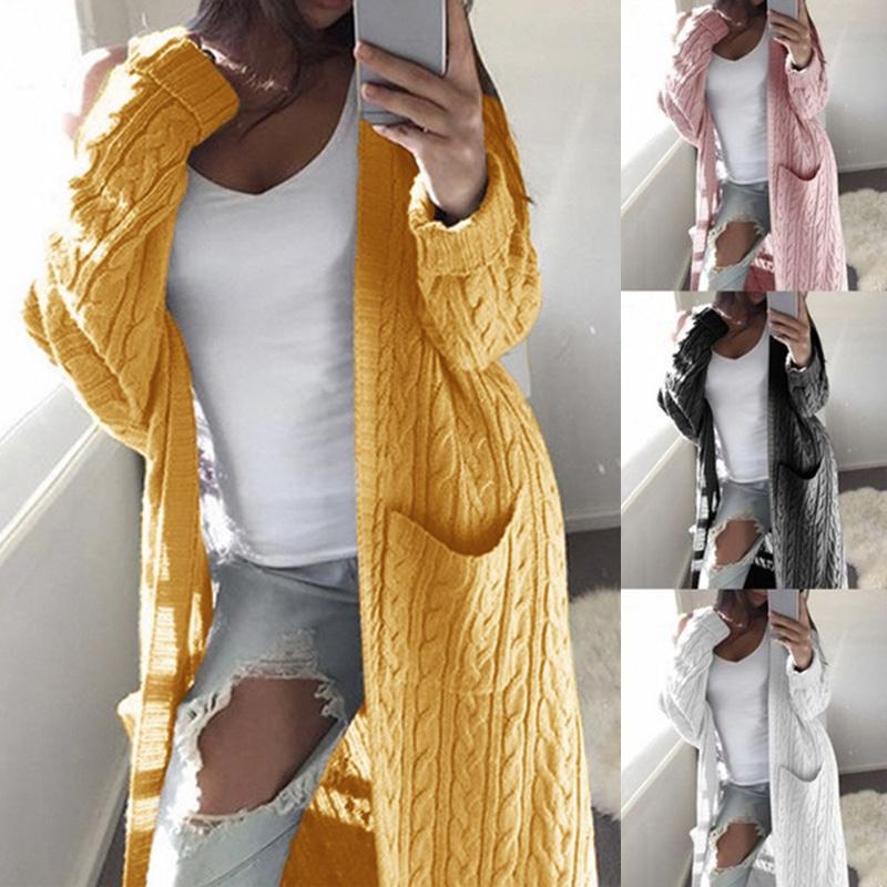 Buy Women Jumper Coat Long Sleeve Knitted Cardigans Autumn Winter ...