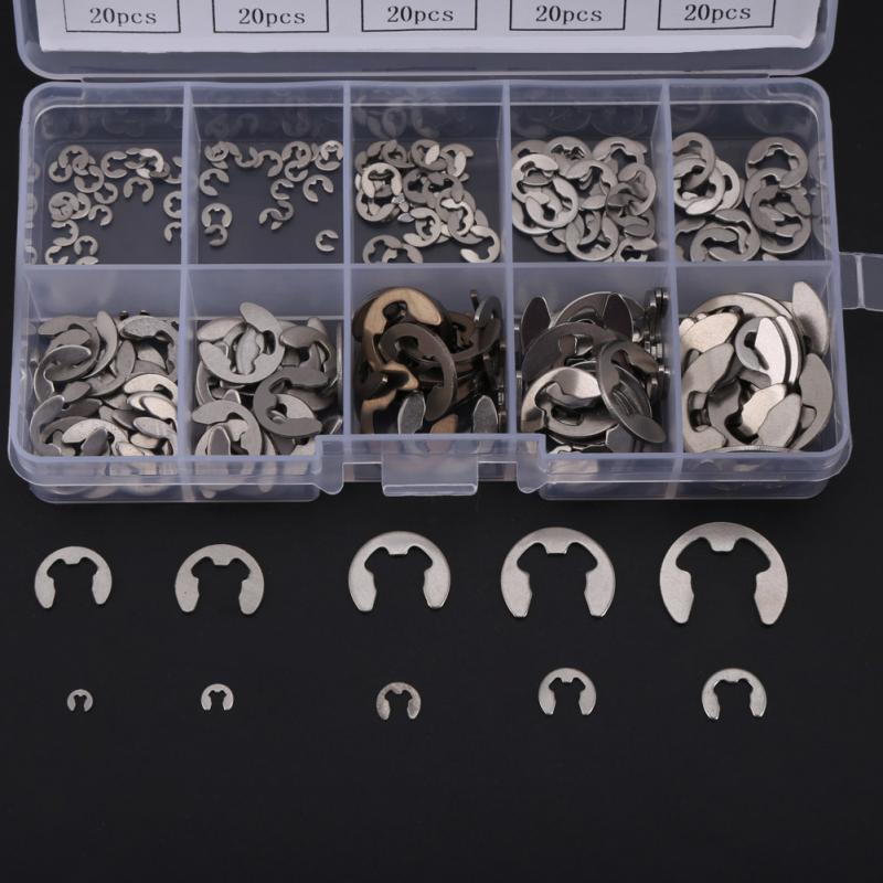 Buy 200Pcs Stainless Steel E Clip Circlip Assortment Retaining Ring ...