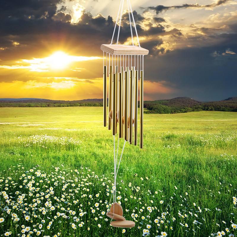 Buy Hanging Wind Chimes 12 Tubes Design Ornaments Gift Wood Pendants ...