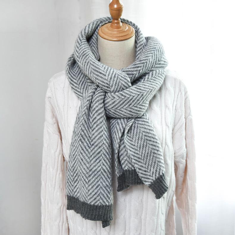 Buy Autumn and Winter Herringbone Pattern Wool Scarf Women's Knitted Bib All-match Scarf at ...