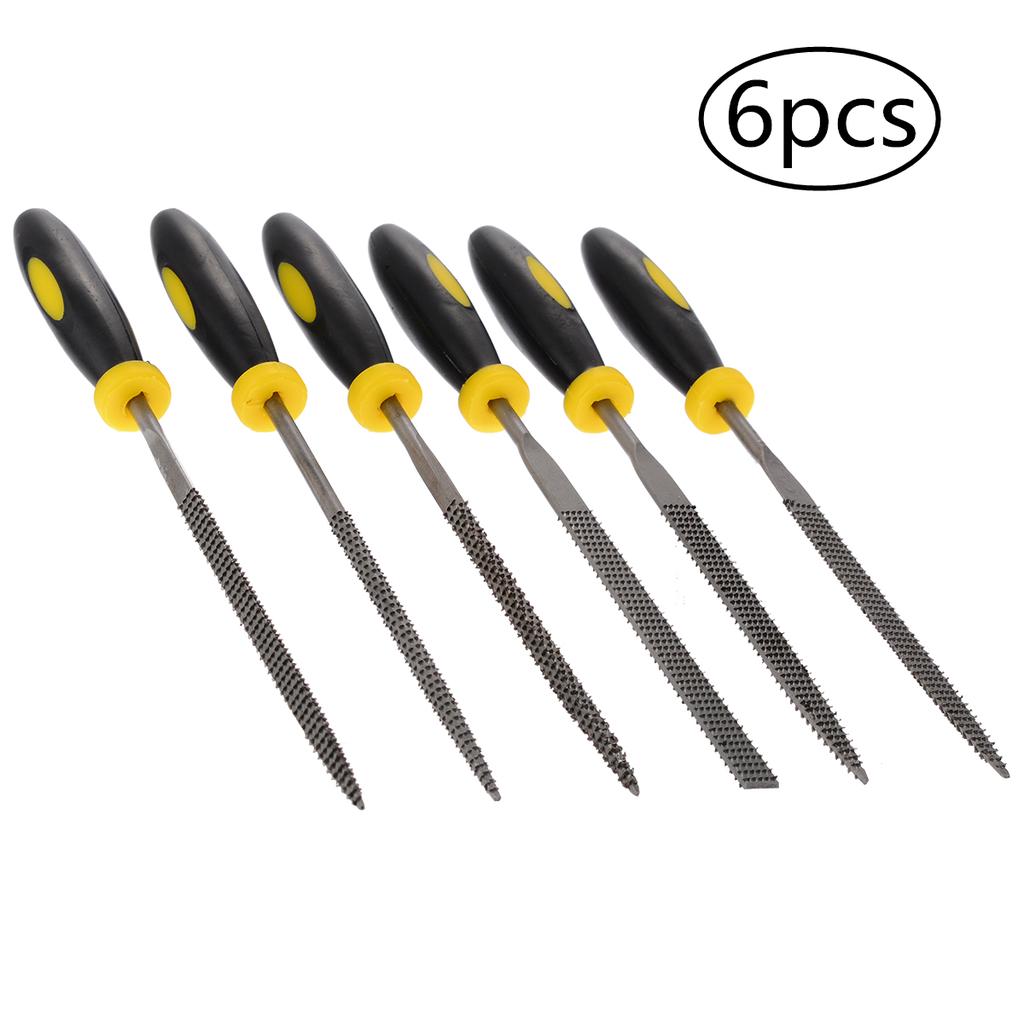 6pcs Small Wooden Rasp Set Flat Round Square Triangle Halbrund Needle ...