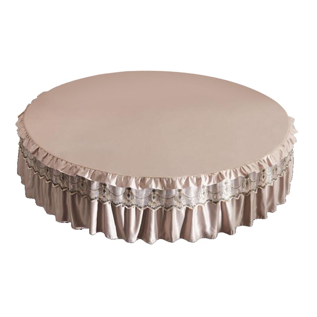 Round Elastic Dust Ruffle Bed Skirt Wrap Around No Slip Easy Fit Camel ...
