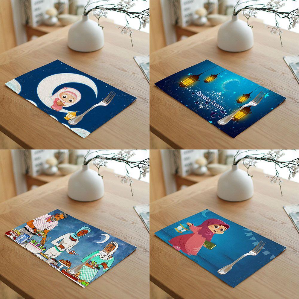 Home Decor Ramadan Decoration Linen Heat Insulation Placemat Table Mat ...