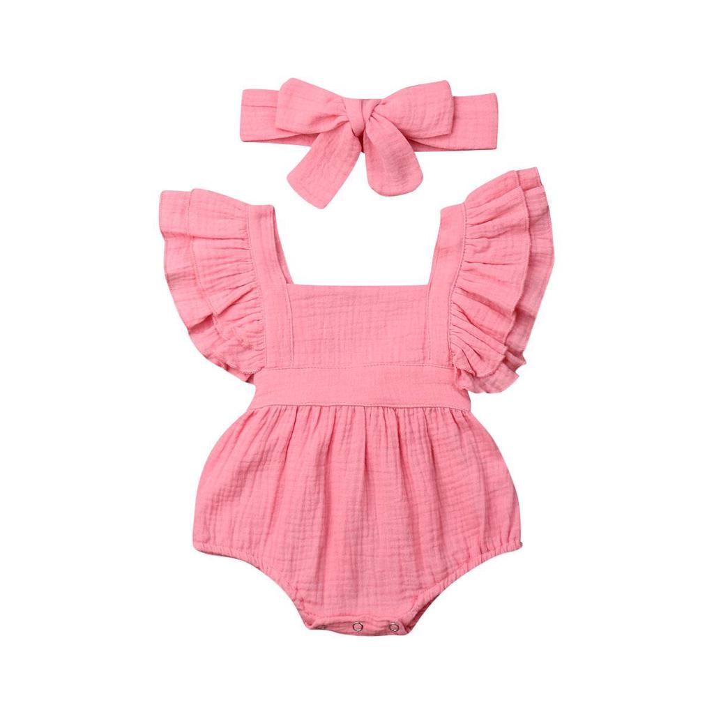 0-18M Cute Infant Baby Girl Ruffle Romper Bodysuit Jumpsuit+Headband Clothes Outfit-buy at a low ...