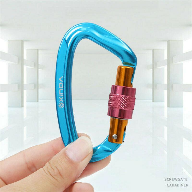 Buy Rock Carabiner Screw Locking Aluminum Steel Outdoor Climbing D ...