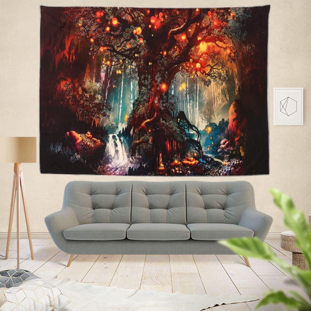 Buy 4Sizes Tapestry Tree Hippie 3D Painting Tapestry Colorful Tree Wall ...