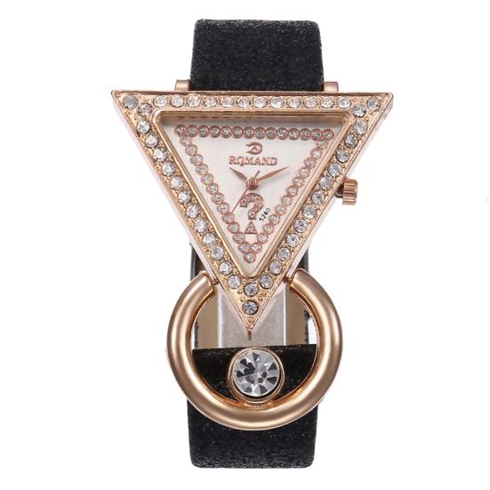 Cheap Rhinestone Triangle Faux Leather Band Wrist Watch Women Quartz ...