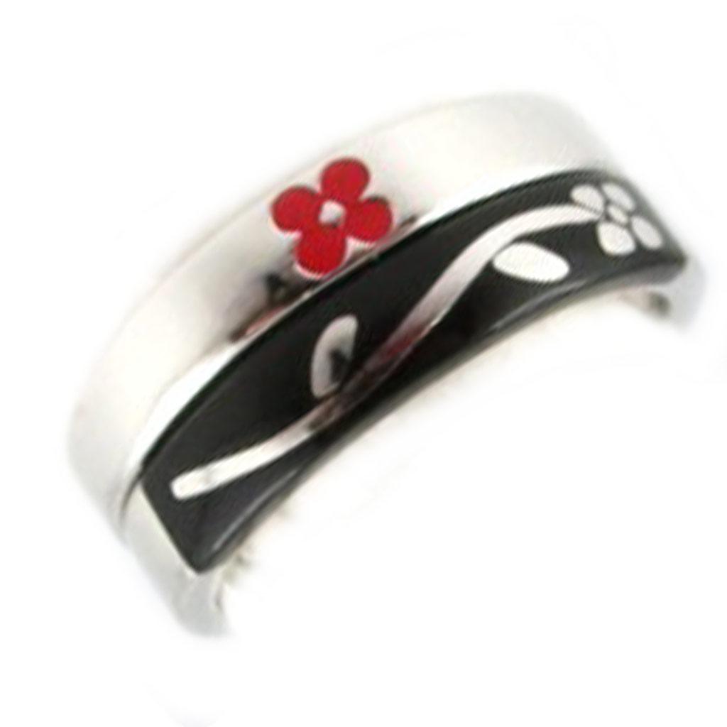 Silver black red 'Flower' plural ring Buy cheaply on Joom