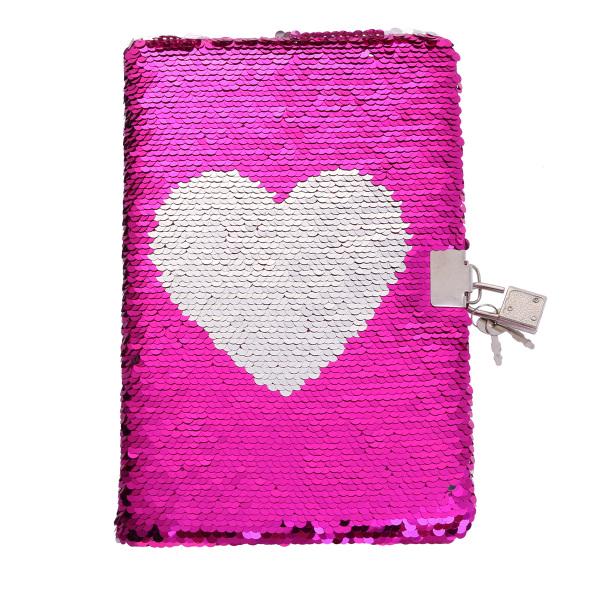 1 Pc Love Heart Notebook Reversible Colorful Sequin Private Journal ...