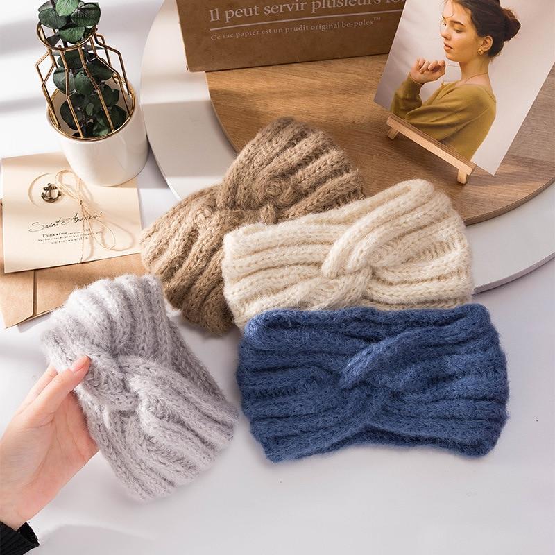 Buy Retro Wool Band Autumn Winter Twist Headwear Wide-Brimmed Weave ...