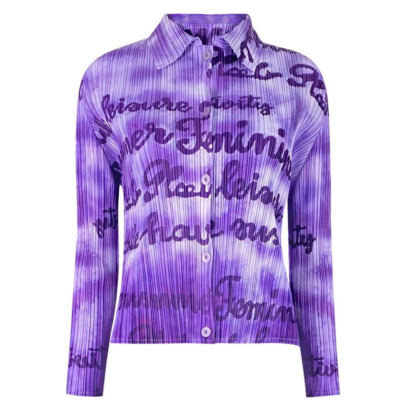 Cheap Pleated Suit Woman Latter Print Print Lapel Collar Jackets ...