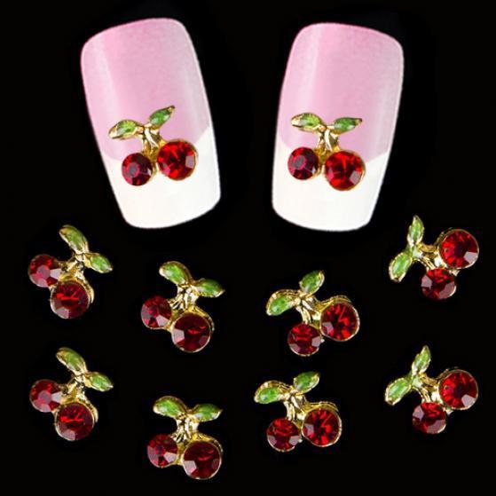Buy 10 Pcs Shiny 3D Cherry Shape Nail Art Rhinestone Studs Glitters ...