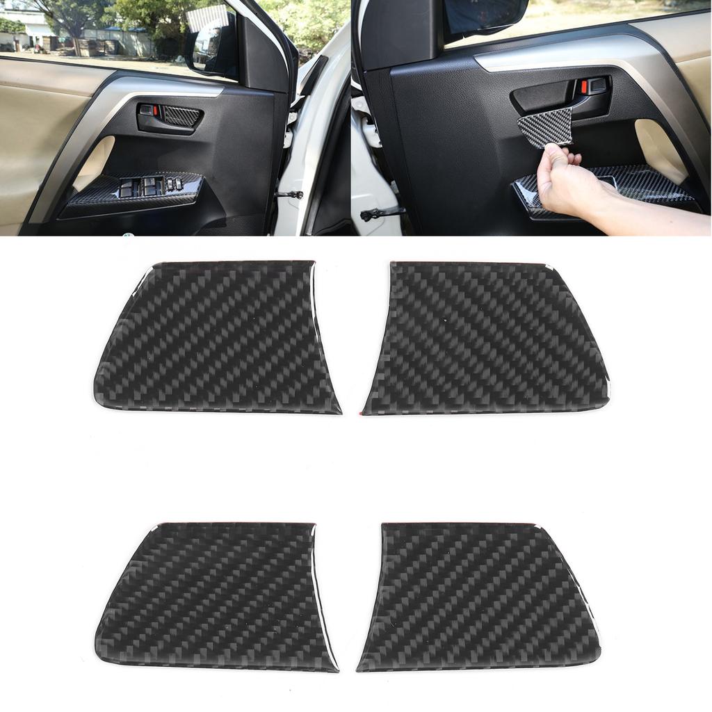 Buy 4pcs Interior Door Bowl Trim Cover Carbon Fiber Decoration Fit for ...