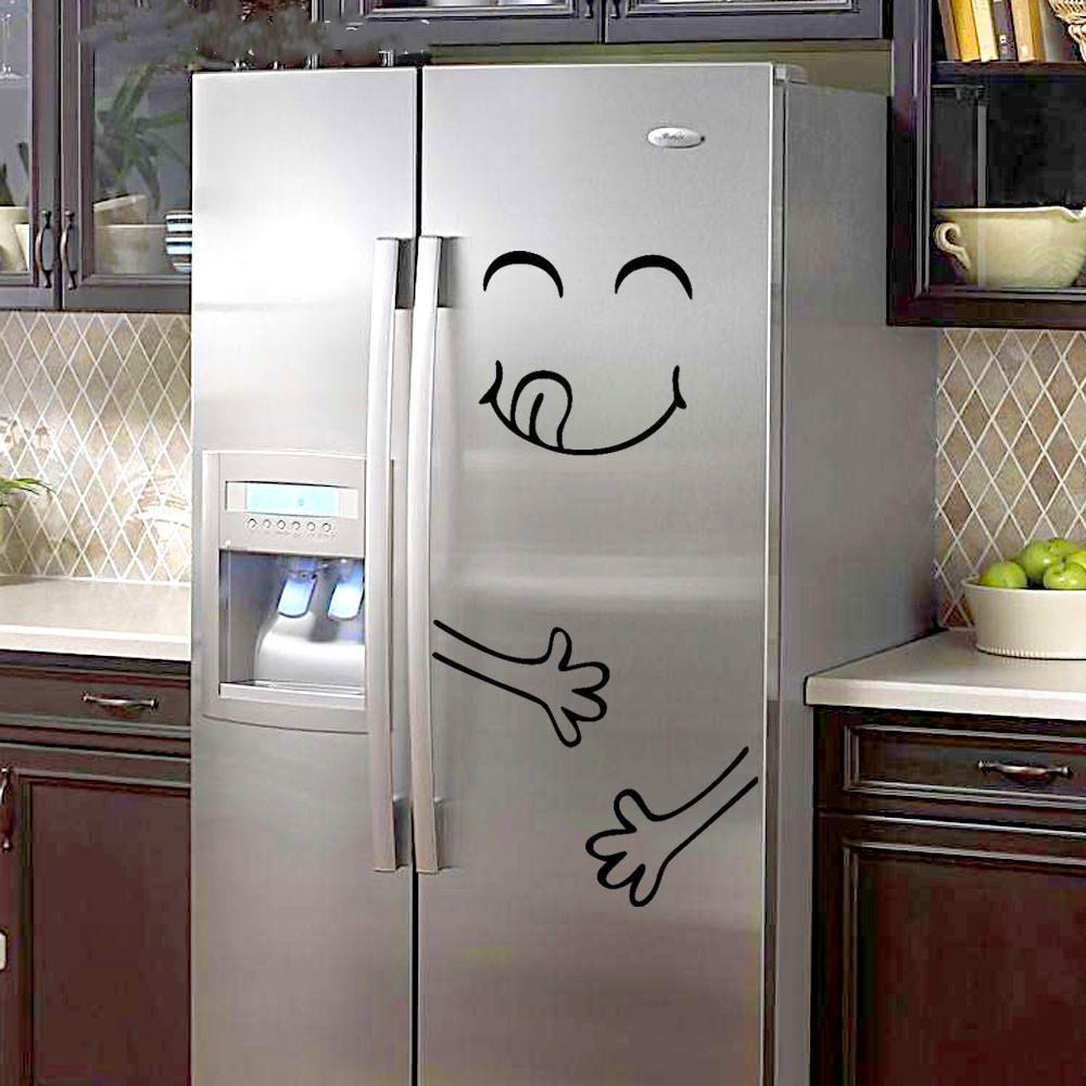 Sticker Fridge Happy Delicious Face Kitchen Fridge Wall Refrigerator ...