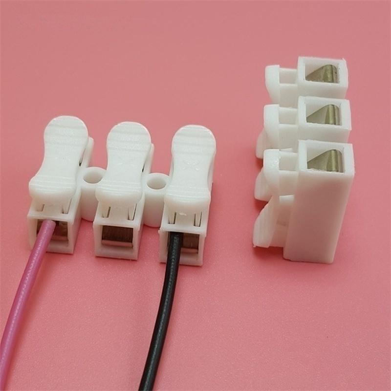 30pcs White No Solding Welding Quick 3P Cable Wire Connector No Screw Terminal Block Spring ...