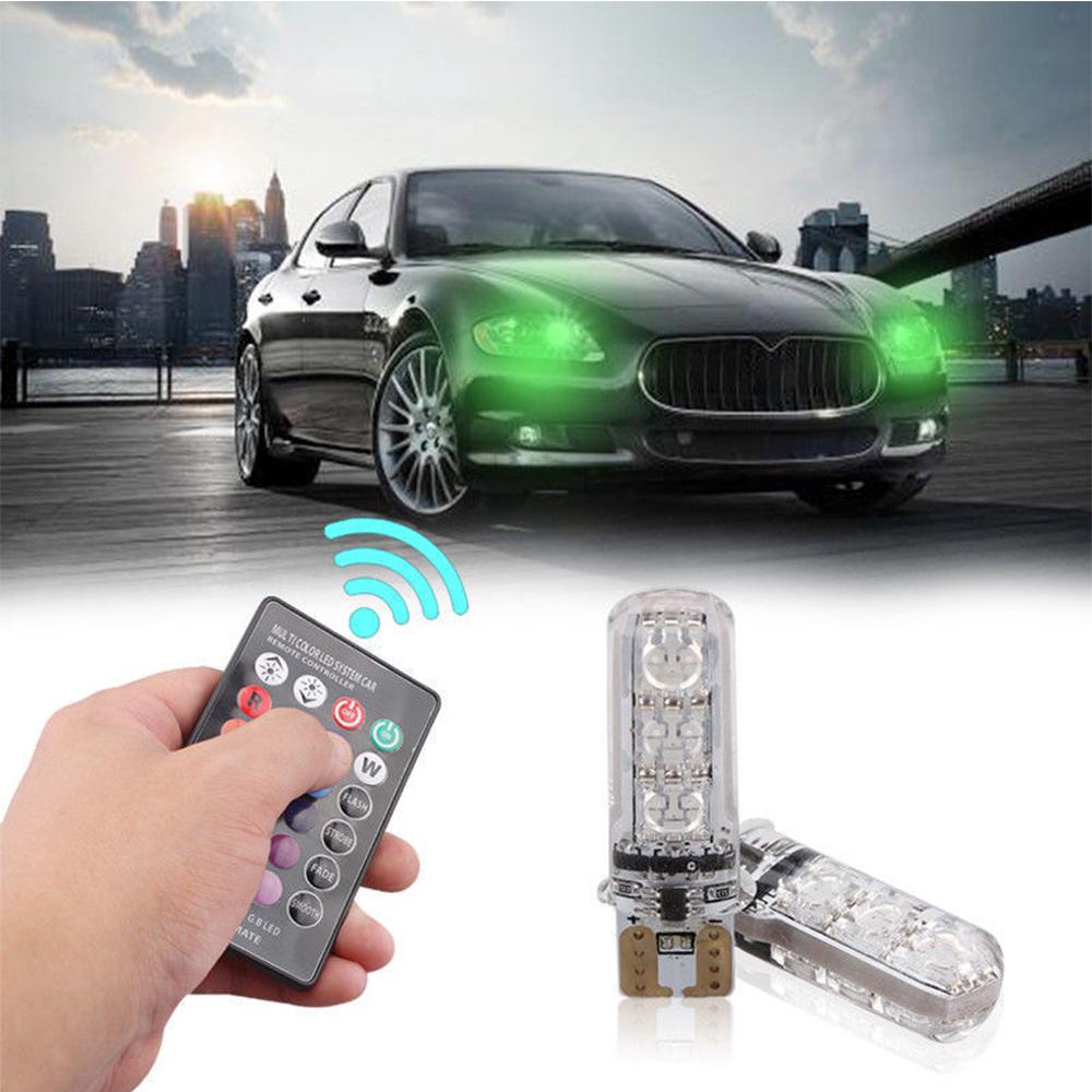 Buy LED Car Lights 6SMD RGB LED T10 5050 Multicolor Light Car Wedge ...