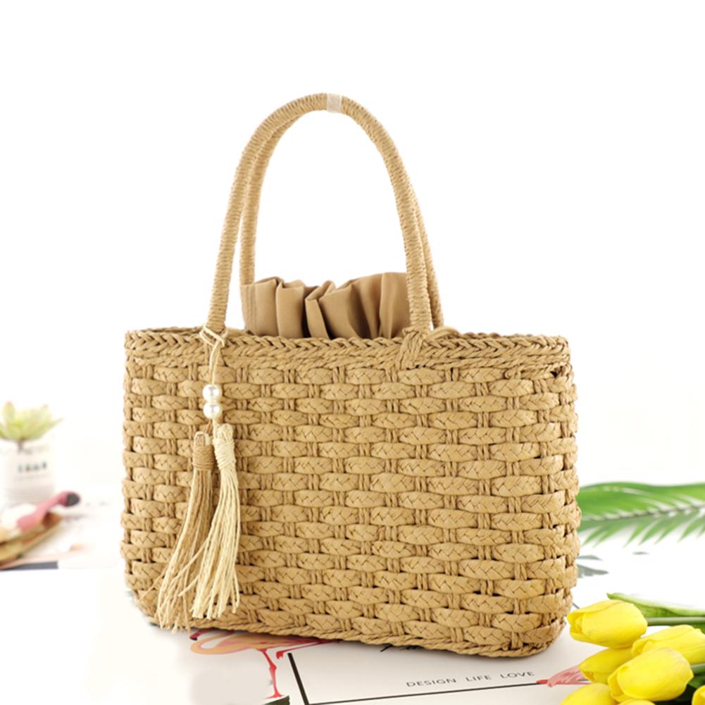 Cheap Fashion Women Woven Drawstring Shoulder Bags Summer Beach Large ...