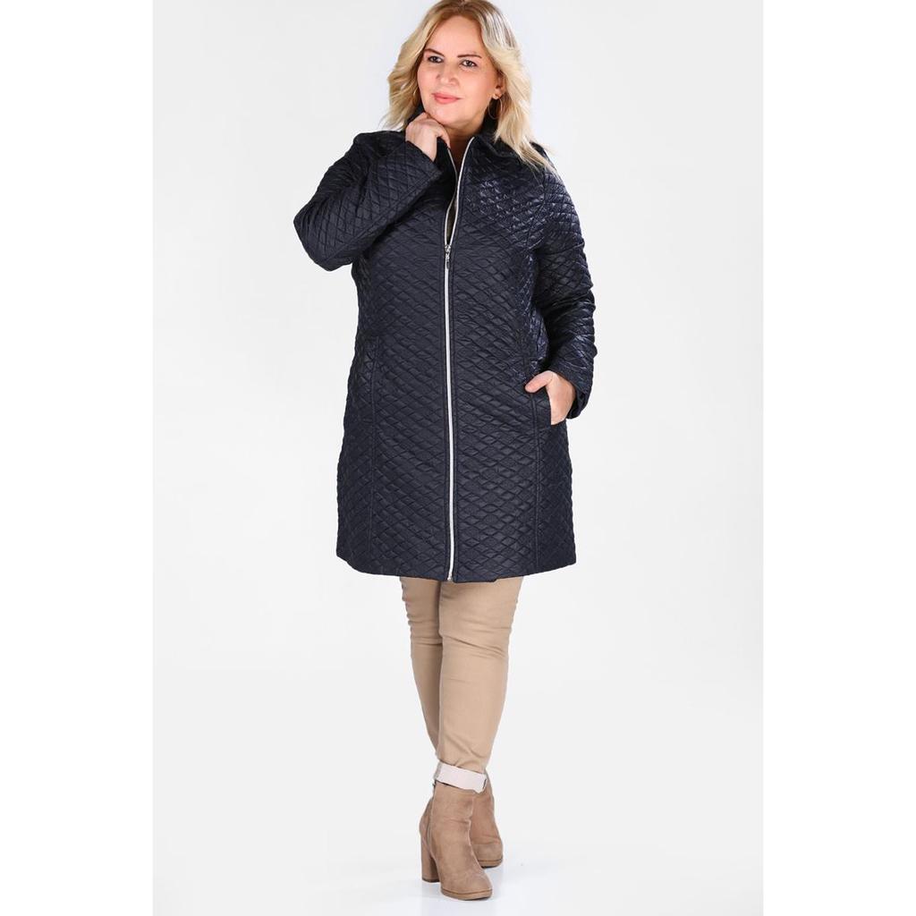 Buy Plus Size Quilted Patterned Jacket In Navy Blue at affordable ...