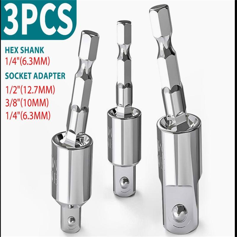 Buy 3pcs 1 2 1 4 3 8 Hex Shank Drill Bit Wrench Socket Adapter