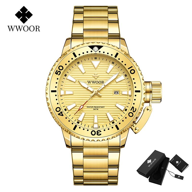 Buy WWOOR Luxury Men's Watch Sports Military Diver Quartz Clock Full ...