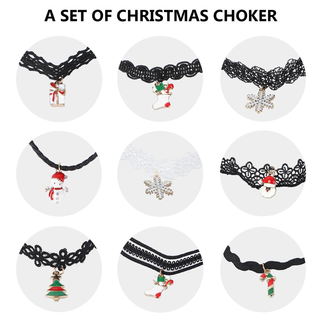 Buy 9Pcs/Set Christmas Choker Personality Santa Claus Necklace Women ...