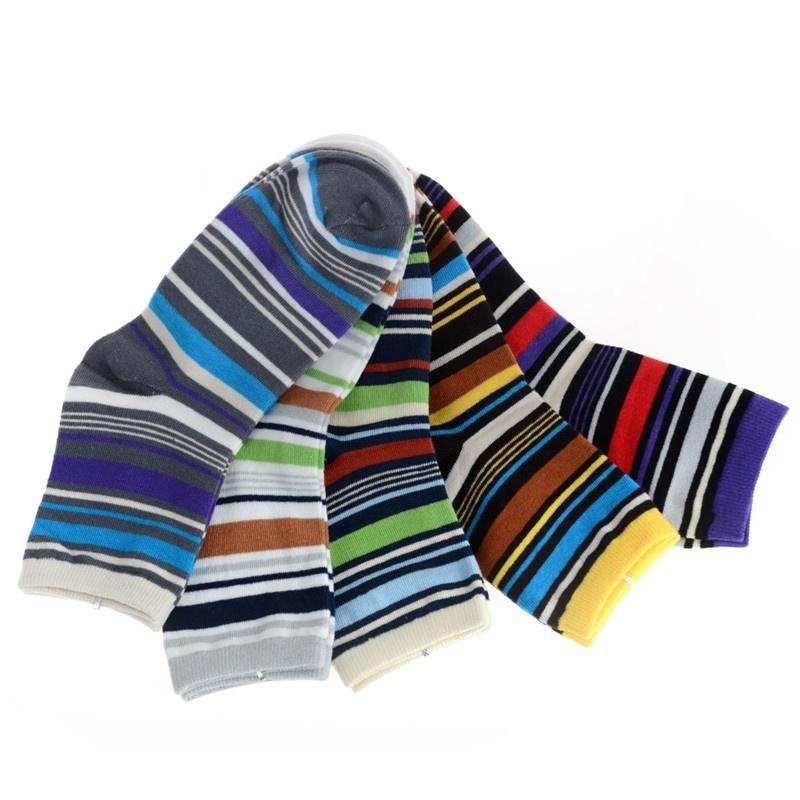 Buy 5 Pairs Lots Men's Designer Dress Socks Casual Striped Style Multi ...