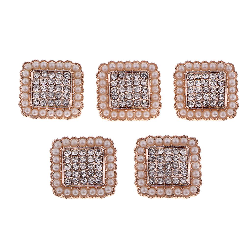 5 Pieces Square Pearl Crystal Shank Buttons for Sewing Decoration ...