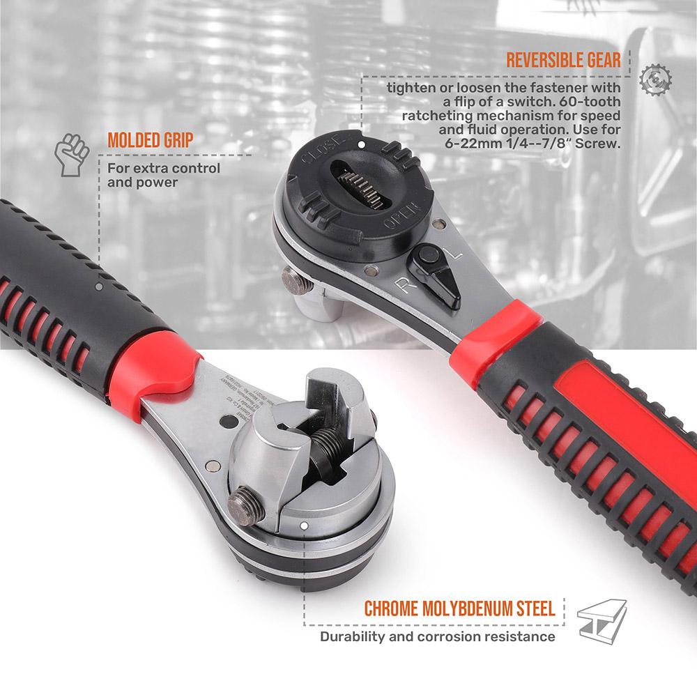 Buy 6-22 Ratchet Wrench Universal Multi-function Tool Chrome Molybdenum ...