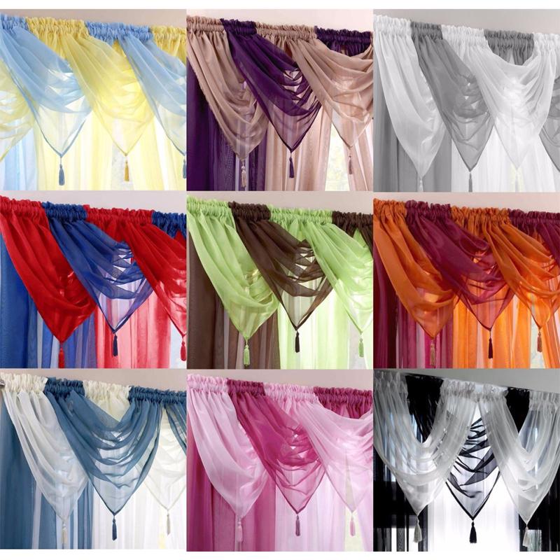 Buy Solid Color Translucidus Curtain Swag for Living Room Home ...