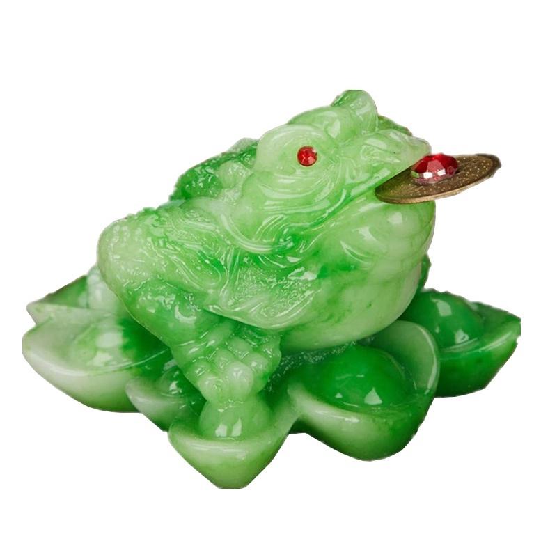 Feng Shui Jade Money Frog (Three Legged Toad/Wealth Frog) Statue Home ...