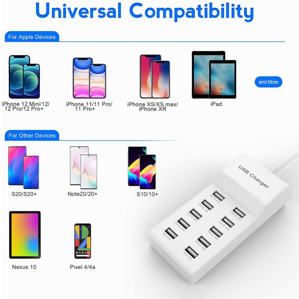 USB Charger USB Charging Station W/ Rapid Charging Auto Detect ...