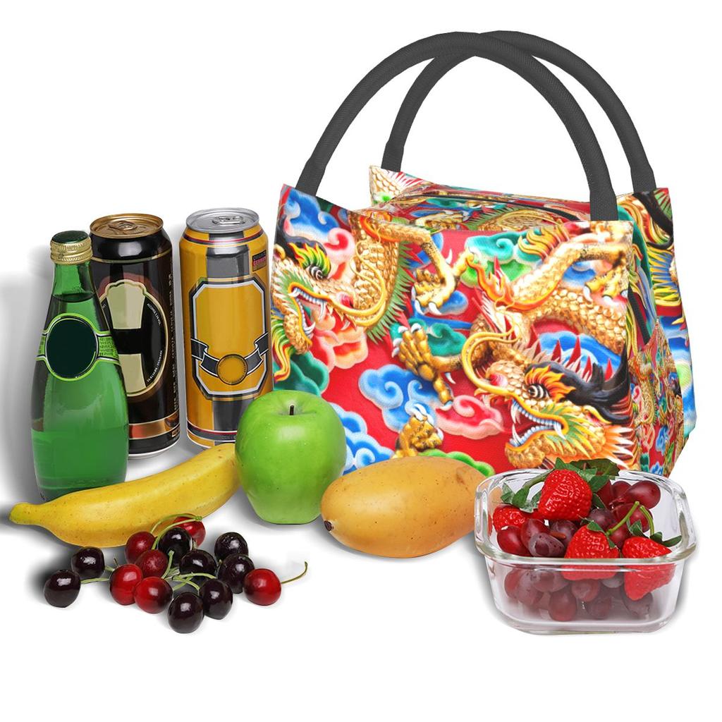 Chinese Style Dragon Lunch Bag Waterproof Food Picnic Lunch Box Bag ...