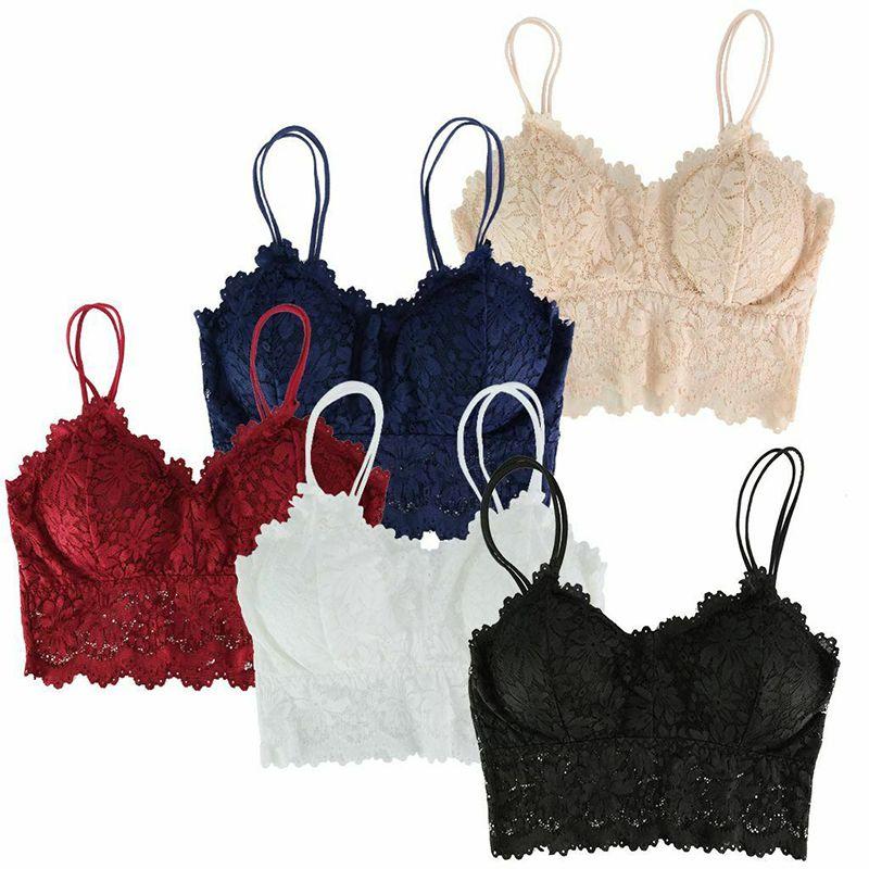 Buy Floral Lace Backless Bralette Womens Crop Top Padded Bra Bustier ...