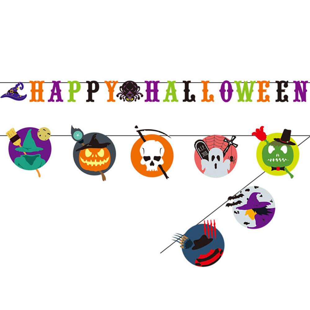 Happy Halloween Paper Bunting Pumpkin Witch Ghost Banner Pennant ...