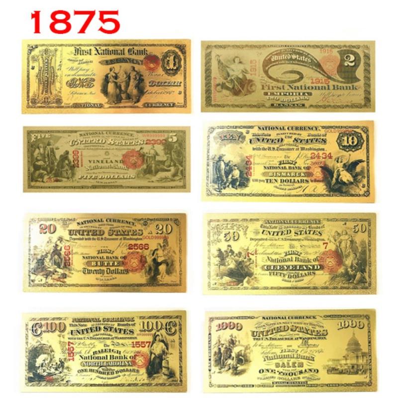 Buy 1875 US Dollar Gold Banknote Colored Golden Money Bill Gold Foil ...